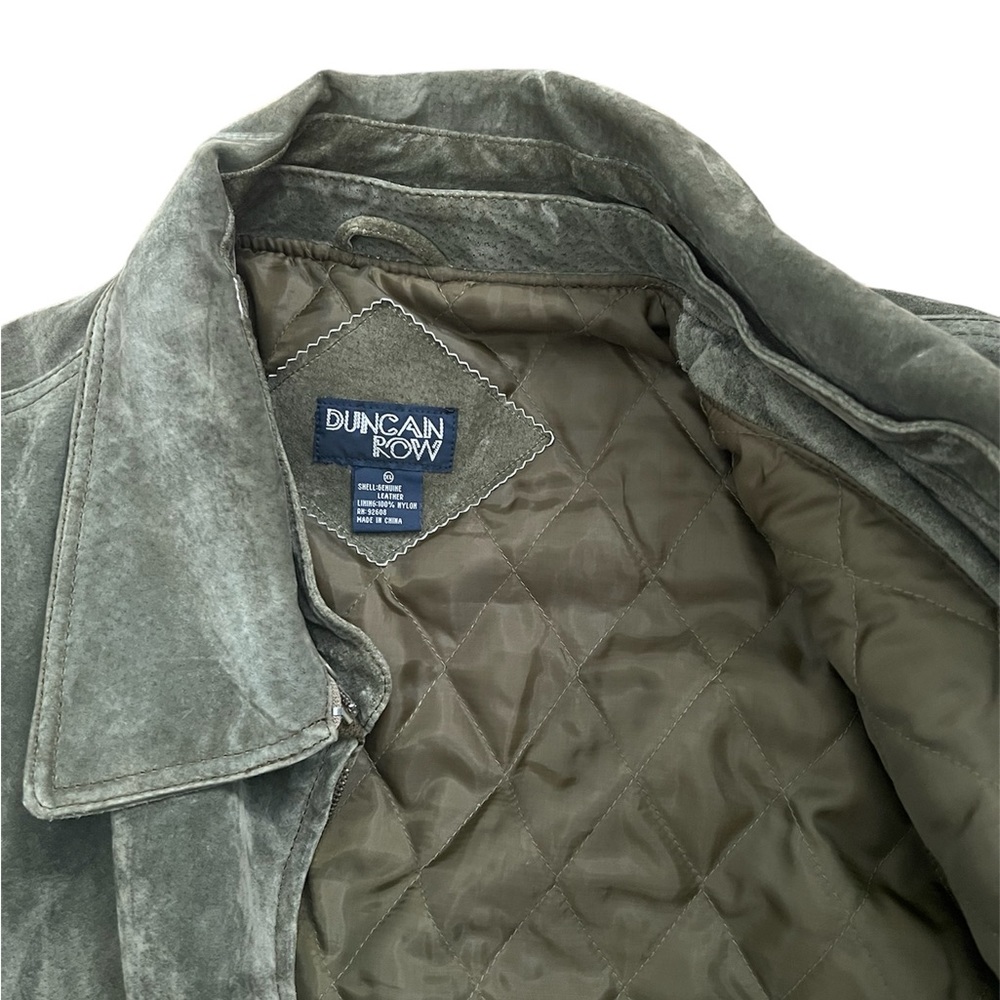 Vintage Duncan Row Green Suede Leather Bomber Jacket … - Gem